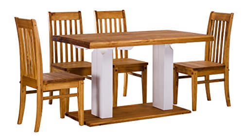 B.R.A.S.I.L.-Möbel TableChamp Dining Table Rio 70.9 x 35.4 Honey White Solid Wood Pine Oiled Farmhouse Extension Extendable Optional