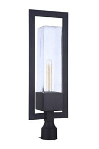 craftmade za4025-mn perimeter metal framed clear seeded glass globe rectangular outdoor post mount, 1-light 60 watt, 25"h x 8"w, midnight