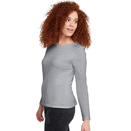 Hanes Women's Long Sleeve Tee, Light Steel, Medium