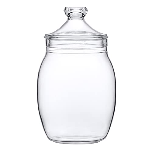 Amazing Abby - Katherine - Acrylic Bathroom Canister (52 oz), Plastic Apothecary Jar for Vanity, BPA-Free and Shatter-Proof, Great for Bath Sponges, Shower Balls, Loofah Pads, and More