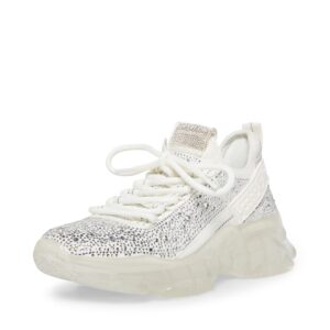 steve madden women's maxima sneaker, white multi rhinestone, 9