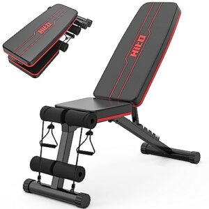 hitosport weight bench, adjustable weight bench, strength training benches for full body workout & home gym with resistance bands…