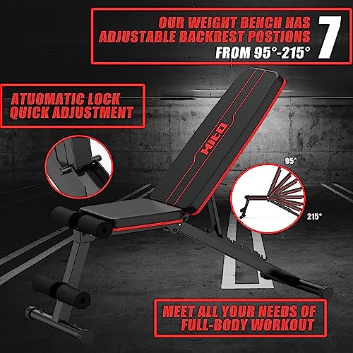 HITOSPORT Weight Bench, Adjustable Weight Bench, Strength Training Benches For Full Body Workout & Home Gym with Resistance Bands…