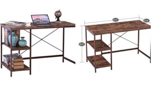 3207-47" classical wood home office desk 2 layers shelves writing table – qq09