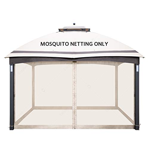 EasyLee Gazebo 10x12 Replacement Mosquito Netting, 4-Panel Screen Walls for Outdoor Patio with Zipper, Universal Mosquito Net for Tent Only (Beige)