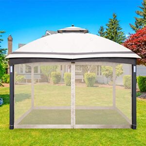 EasyLee Gazebo 10x12 Replacement Mosquito Netting, 4-Panel Screen Walls for Outdoor Patio with Zipper, Universal Mosquito Net for Tent Only (Beige)