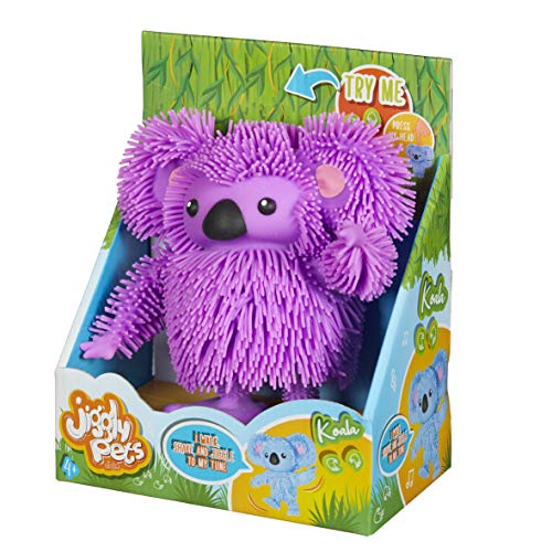 Eolo Jiggly Pets Kids’ Koala The Rubbery Walking Little Bear, Full Body Movement, Dancing, Shaking, Snappy Music, Sound Effects, Fantastic Stretchy Hair, Bright Purple, Ages 4+