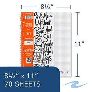 ROARING SPRING 3-pack Whitelines Premium 5x5 Graph Ruled Spiral Notebook, Digitally Download Your Notes, Free App, 11" X 8.5" 70 Sheets