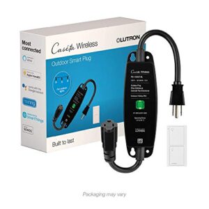 lutron caseta weatherproof+ outdoor smart plug and pico smart remote | for landscape and string lighting | p-pkg1out-bl | black