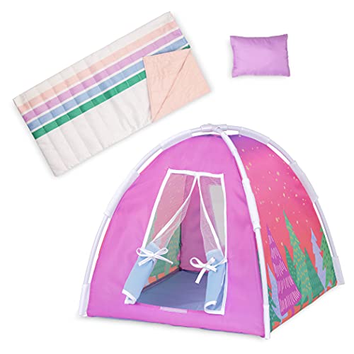 Glitter Girls – Camping Set – Colorful Play Tent & Rainbow Sleeping Bag with Pillow – 14-inch Doll Accessories for Kids Ages 3 and Up – Children’s Toys