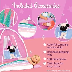 Glitter Girls – Camping Set – Colorful Play Tent & Rainbow Sleeping Bag with Pillow – 14-inch Doll Accessories for Kids Ages 3 and Up – Children’s Toys