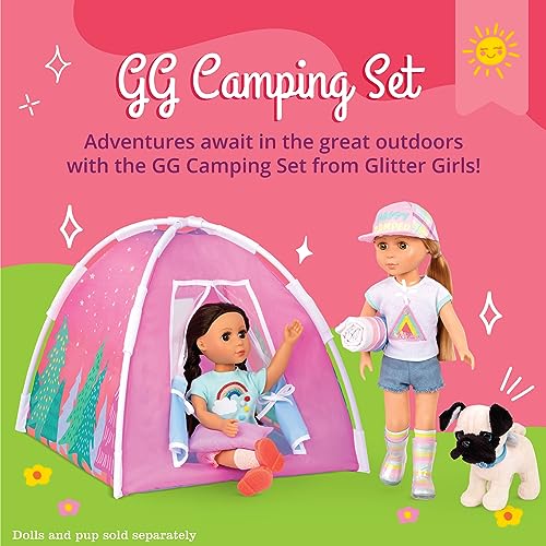 Glitter Girls – Camping Set – Colorful Play Tent & Rainbow Sleeping Bag with Pillow – 14-inch Doll Accessories for Kids Ages 3 and Up – Children’s Toys