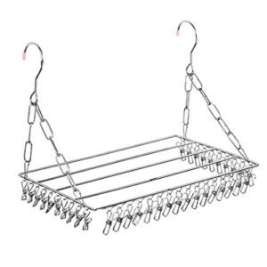 cabilock metal coat hanger socks drying rack 36 clips stainless steel clothing laundry drying hanger underwear bras clip drying holder balcony clothes hanger organizer dish drying rack collapsible