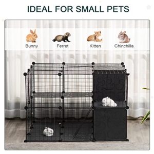 PawHut Pet Playpen Small Animal Cage 56 Panels with Doors, Ramps and Storage Shelf for Rabbit, Kitten, Chinchillas, Guinea Pig and Ferret