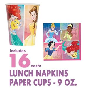 Disney Princess Party Supplies and Decorations for Princess Birthday Party Theme, Serves 16 Guests and Includes Tableware and Decor with Table Cover, Banner, Plates, Napkins & More