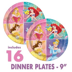 Disney Princess Party Supplies and Decorations for Princess Birthday Party Theme, Serves 16 Guests and Includes Tableware and Decor with Table Cover, Banner, Plates, Napkins & More