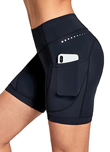 BALEAF Women's 4D Padded Bike Shorts Cycling Underwear with Padding Pockets Bicycle Pants Biking Tights Spin Gear Clothes Black XS