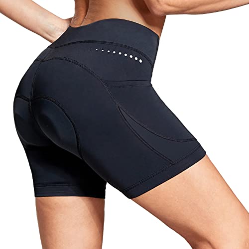 BALEAF Women's 4D Padded Bike Shorts Cycling Underwear with Padding Pockets Bicycle Pants Biking Tights Spin Gear Clothes Black XS