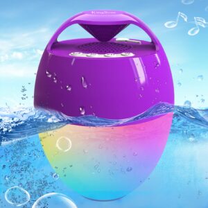 wireless bluetooth 5.0 speaker, pool floating speaker ip68 waterproof with 8 modes color changing lights, hd stereo sound & rich bass, hands-free portable shower speaker for hot tub, bathtub, outdoor