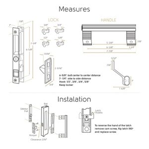 T-HAKEN Sliding Glass Door Handle Set, 6-5/8", Black - Patio Door Handle Replacement That is 1 in. to 1-1/8 in. Thick Used on Both Left and Right-Handed. (Keyed).