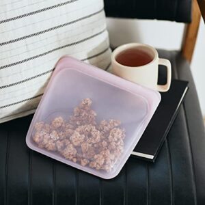 Stasher Reusable Silicone Storage Bag, Food Storage Container, Microwave and Dishwasher Safe, Leak-free, Sandwich, Pink