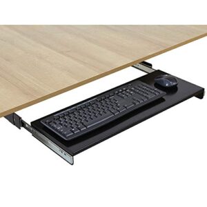 keyboard tray under desk, powder coated steel construction, slide out large keyboard mouse keyboard tray kit 9"d x 27"w - by benchpro