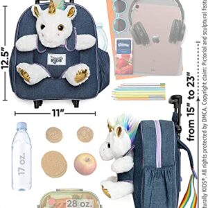 Naturally KIDS Rolling Backpack for Girls, Toddler Luggage for Girls, Toddler Suitcase for Girls, Toddler Unicorn Backpack for Girls 4-6, Kids Backpacks Girls Kindergarten, Roller Backpacks Girls Boys