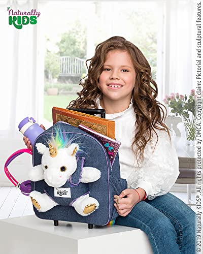 Naturally KIDS Rolling Backpack for Girls, Toddler Luggage for Girls, Toddler Suitcase for Girls, Toddler Unicorn Backpack for Girls 4-6, Kids Backpacks Girls Kindergarten, Roller Backpacks Girls Boys