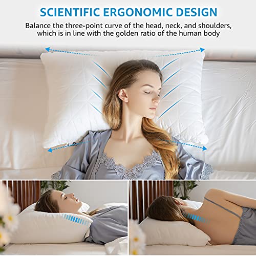 NEIPOTA Pillows Standard Size Set of 2, Standard Pillows 2 Pack 20 x 26, Cooling Side Sleeper Pillow Hotel Bed Pillows & Positioners, Gel Fiber Hypoallergenic Bed Pillow for Sleeping Twin Washable