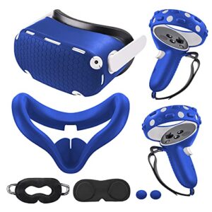 compatible with oculus quest 2 accessories, vr silicone face cover, vr shell cover,compatible with quest 2 touch controller grip cover,protective lens cover,disposable eye cover