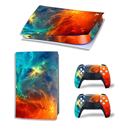 UUShop Skin Sticker Decal Cover for PS5 Digital Edition Console and Controllers Space Nebula