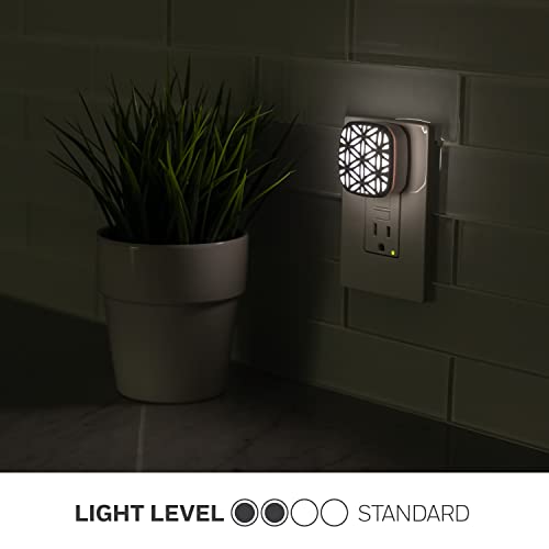 Lights by Night Decorative LED Night Light, Brushed Nickel Flower Design, Plug-in, Dusk to Dawn Sensor, UL-Certified, Home Décor, Ideal for Bedroom, Bathroom, Kitchen, Hallway, 54744, 2 Pack