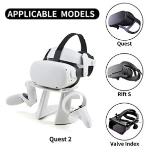 GOMRVR design VR Stand Compatible with Oculus Quest 2/ Quest/ Rift S/ Valve Index Headset, and Touch Controllers Accessories(White)