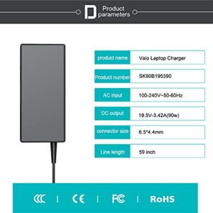 Sony Vaio Laptop Charger 19.5V, PCG-71913l Charger, Vaio Charger AC Adapter Power Cord