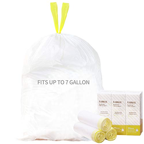 Trash Bags 4 Gallon Drawstring Bathroom 5 Gallon Garbage Bags Small White Ultra Strong Trash Bin Liners 5-7 Gallon for Bathroom Kitchens Office (5-7 GAL 90 Count)