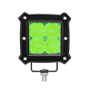 Green Led Pods Light Bar - 3.4 Inch 40W Square Work Driving Hunting Fishing 12V/24V Fog Cube Light Waterproof Spot Beam for Truck Pick-up Boat Off-road ATV UTV Golf Cart Trailer 4X4 4WD (Pack of 2)