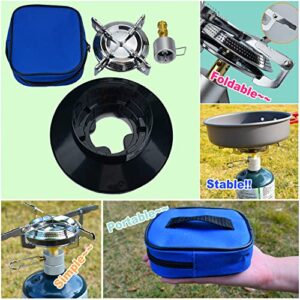 RANDDER Propane Stove Portable Camping Gas Stove 10,000 BTU Bottletop Single Adjustable Burner with 1 lb Tank Base Carrying Case Great for Emergencies Outdoor (Gas Stove & Base (Set-2))