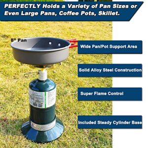 RANDDER Propane Stove Portable Camping Gas Stove 10,000 BTU Bottletop Single Adjustable Burner with 1 lb Tank Base Carrying Case Great for Emergencies Outdoor (Gas Stove & Base (Set-2))