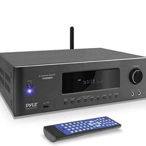 Pyle 1000W Bluetooth Home Theater Receiver - 5.2-Ch Surround Sound Stereo Amplifier System with 4K Ultra HD, 3D Video & Blu-Ray Video Pass-Through Supports, MP3/USB/AM/FM Radio - Pyle PT696BT,Black