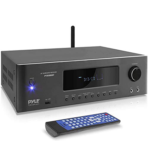 Pyle 1000W Bluetooth Home Theater Receiver - 5.2-Ch Surround Sound Stereo Amplifier System with 4K Ultra HD, 3D Video & Blu-Ray Video Pass-Through Supports, MP3/USB/AM/FM Radio - Pyle PT696BT,Black