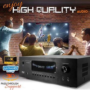 Pyle 1000W Bluetooth Home Theater Receiver - 5.2-Ch Surround Sound Stereo Amplifier System with 4K Ultra HD, 3D Video & Blu-Ray Video Pass-Through Supports, MP3/USB/AM/FM Radio - Pyle PT696BT,Black