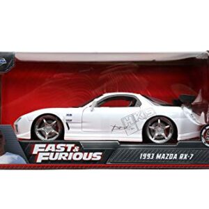 Jada Toys Fast & Furious 1:24 1992 Mazda RX-7 Die-cast Car, Toys for Kids and Adults, White