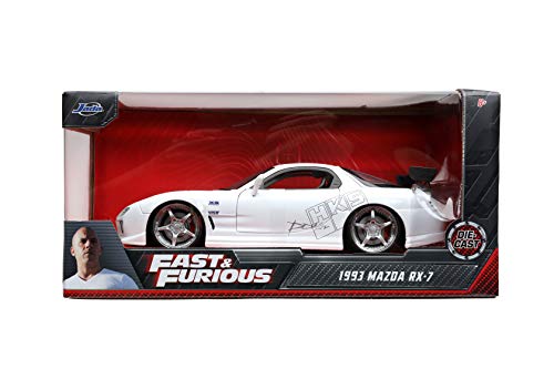 Jada Toys Fast & Furious 1:24 1992 Mazda RX-7 Die-cast Car, Toys for Kids and Adults, White