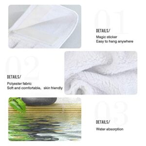 JUNZAN Spa Zen Basalt Rocks Bamboo Kitchen Hand Towel 2PCS Super Soft Absorbent Deco Hanging Tie Towels WashCloth for Bathroom,Mudroom,Laundry Room,Farmhouse,Beach