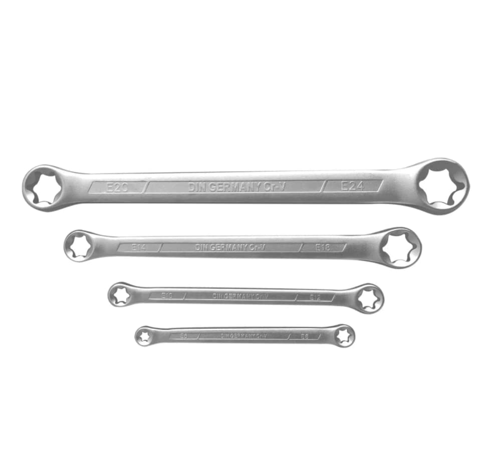 NACHEE 4 Piece TRX-Star E-Torx Box Wrench Set, E6 E8 E10 E12 E14 E18 E20 E24 Torx Tork Set