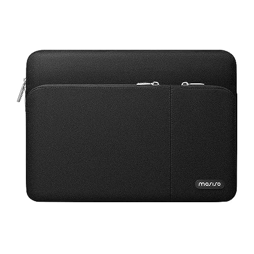 MOSISO 360 Protective Laptop Sleeve Bag Compatible with MacBook Air 15 inch M2 A2941 2023/Pro 16 M2 A2780 M1 A2485 A2141/Pro Retina 15 A1398, 15-15.6 inch Notebook with 2 Front Separate Pockets, Black