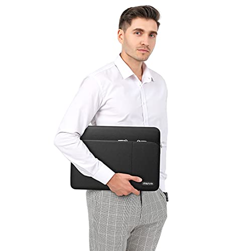 MOSISO 360 Protective Laptop Sleeve Bag Compatible with MacBook Air 15 inch M2 A2941 2023/Pro 16 M2 A2780 M1 A2485 A2141/Pro Retina 15 A1398, 15-15.6 inch Notebook with 2 Front Separate Pockets, Black