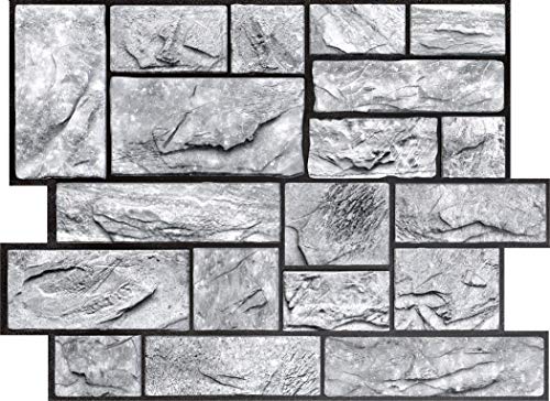 Retro-Art 3D Wall Panels, Pack of 10, Natural Stone Blocks in Grey, PVC, 17.5" x 23.75", Cover 28.86 sq.ft. 573SG