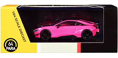 i8 Liberty Walk Hot Pink and Black 1/64 Diecast Model Car by Paragon PA-55150