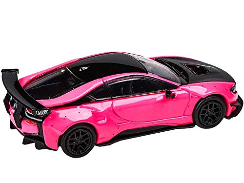 i8 Liberty Walk Hot Pink and Black 1/64 Diecast Model Car by Paragon PA-55150